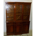 Yew Reproduction Break Front Library Bookcase, 3 door, plinth base, 3 ...