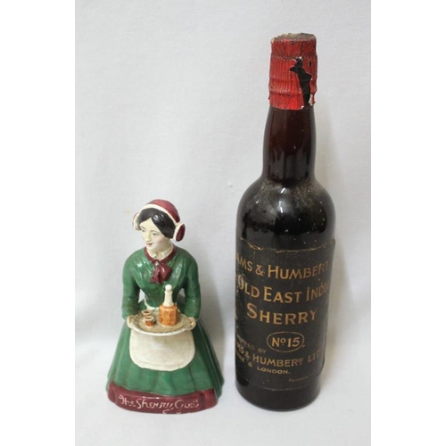 Ceramic 'The Sherry Girl' Williams & Humbert Ltd. figurine & Bottle of ...