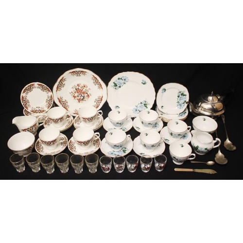 Retro Queen Anne Blue Rose Decorated tea set, Colclough paisley ...