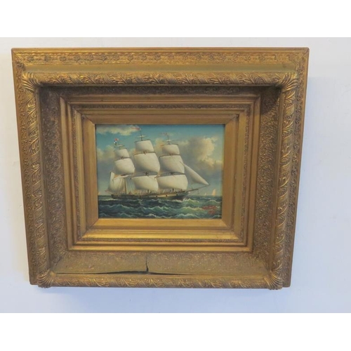 Modern Oil on Canvas, signed Webb, dated 1872 of a tall 3 masted ship ...