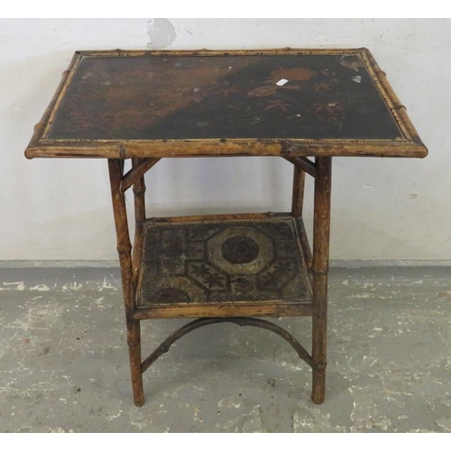 Bamboo Oriental Lacquered Side Table with under tier approx. 59cm W x ...