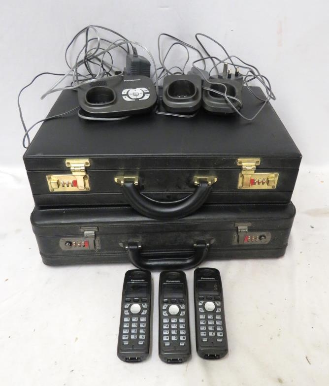 2 Combination Lock Briefcases & Panasonic PNLC 1001XA Telephone System ...