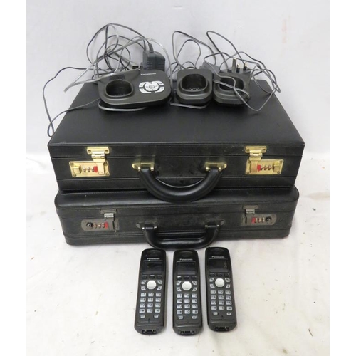 2 Combination Lock Briefcases & Panasonic PNLC 1001XA Telephone System ...