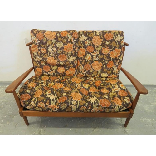 Retro Teak 2 Seater Cottage Style Settee with stick back, curved top ...