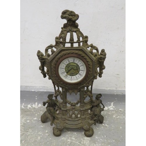 Reproduction Cast Metal Mantel Clock with captive key (missing ...