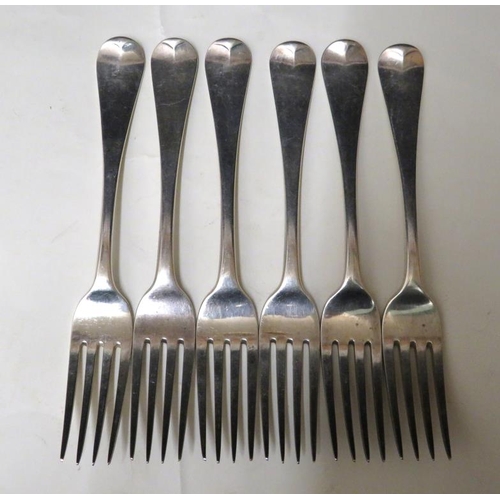 Set of 6 Georgian Silver Old English Pattern Dining forks, maker TB ...