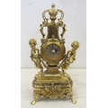 Reproduction Lyre Mantel Clock with cherubs, bell flower swags & urn ...