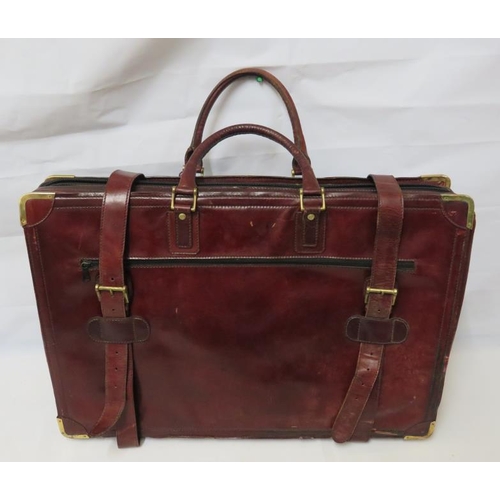 Maroon Leather Gentleman's Suitcase with brass fittings & prestclock ...