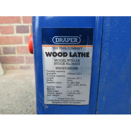 Draper Wood Lathe model WTL12A Stock no. 34573 Untested
