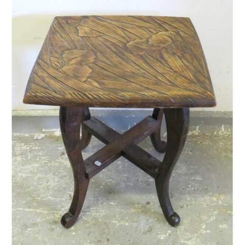 Japanese Liberty & Co Carved Hardwood Side Table approx. 36cm W x 36cm ...