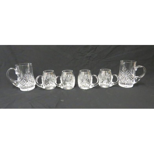 4 Cut Crystal Half Pint Tankards & pair of cut crystal pint tankard (6)