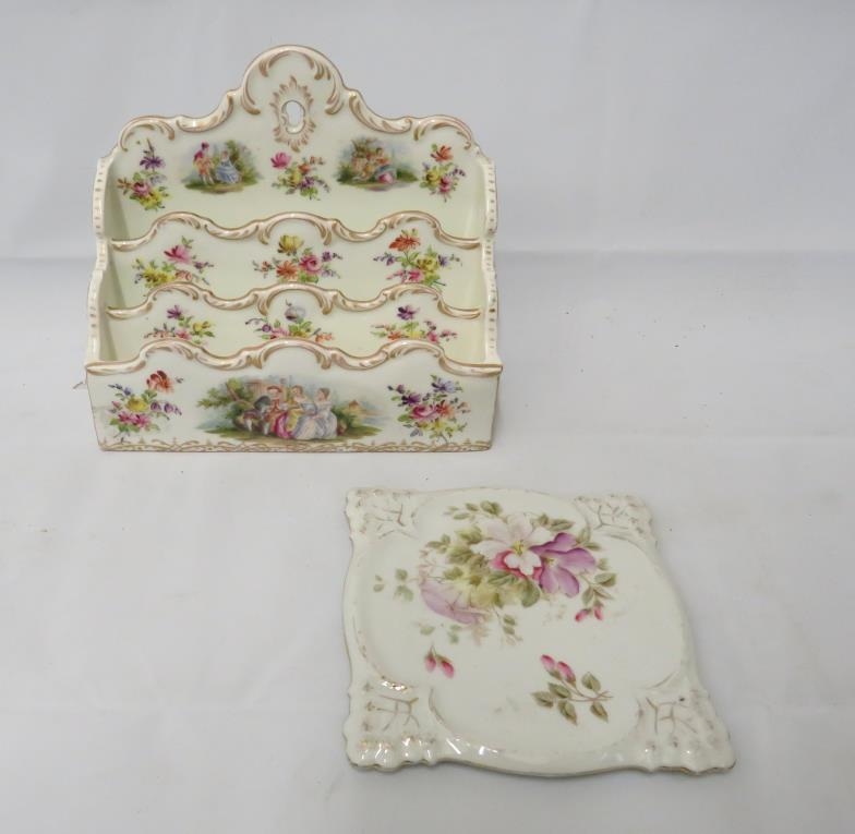 Dresden 3 Section Ceramic Letter Rack approx. 21cm W & Floral decorated ...