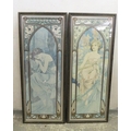 2 Modern Alphonse Mucha prints, frames measuring 36cm x 91cm (2)