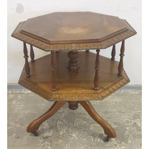 Revolving 2 Tier Library Table, turned column with 3 flat section ...