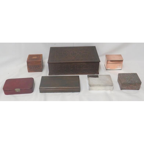 Carved Wooden Box approx. 30cm x 20cm x 10cm, Antimony style plated ...