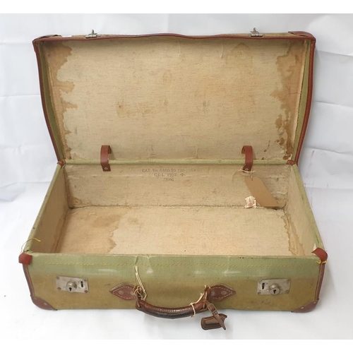 Canvas Suitcase with leather corners approx. 70cm x 20cm x 41cm