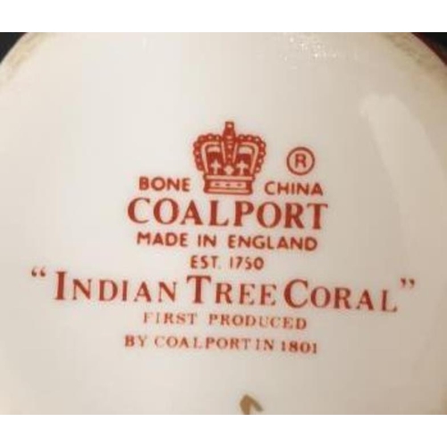 Coalport Indian Tree Coral Tea Set incl. 7 cups, saucers & 6 tea plates