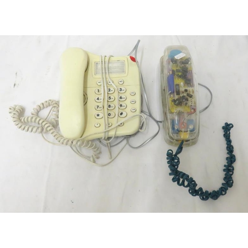 2 Push Button Phones, 1 clear perspex