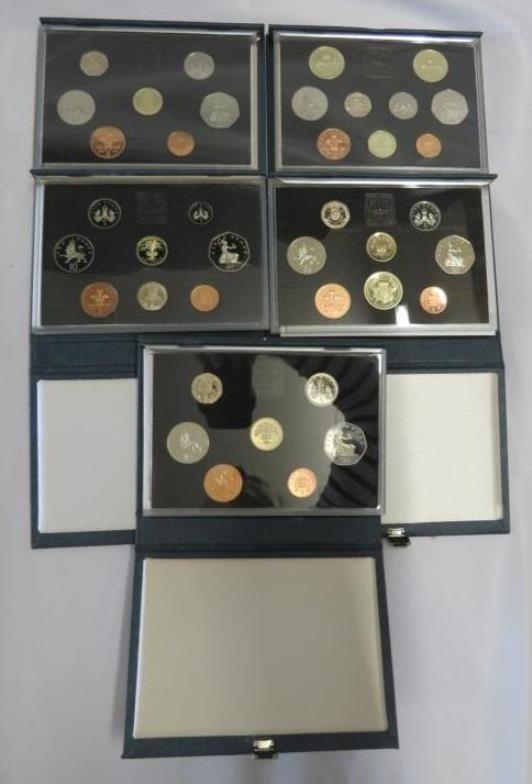 5 Royal Mint Proof Coin Collections 1987 1p, 2p, 5p, 10p, 20p, 50p & £1 ...