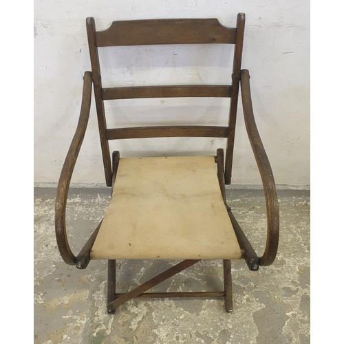 Wooden Folding Deck Chair with canvas seats & scrolling arms (A2)