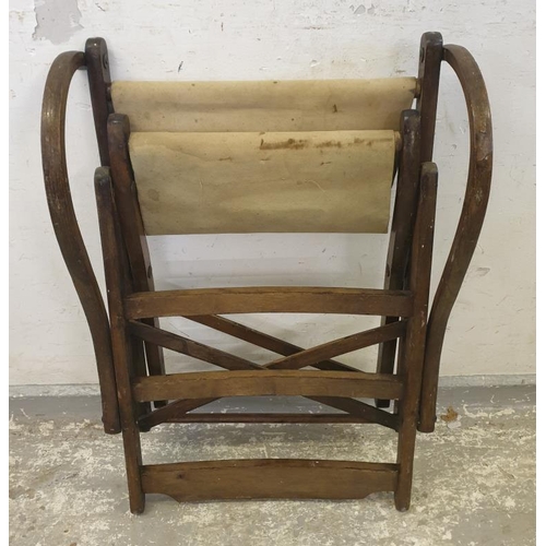 Wooden Folding Deck Chair with canvas seats & scrolling arms (A2)