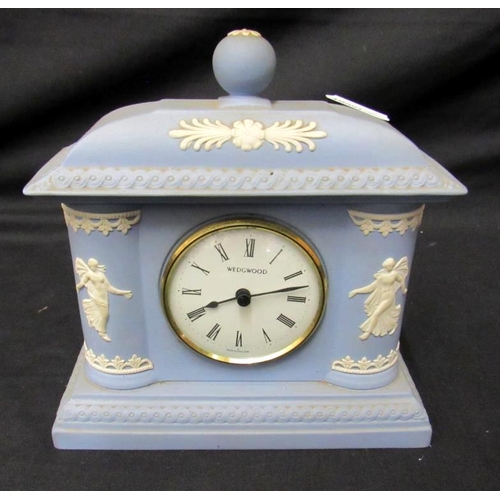 Wedgwood Jasperware Blue & White Mantel Clock approx. 16cm H