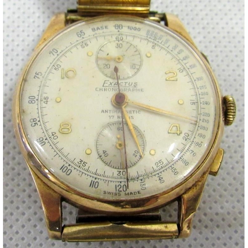 18ct Gold Gents Exactus Chronograph anti magnetic 17 rubis Swiss made ...