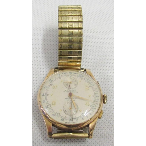 18ct Gold Gents Exactus Chronograph anti magnetic 17 rubis Swiss made ...