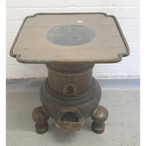 Brass Asian Indian Kiln Table with glass top A8