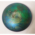 John Ditchfield Glass form paperweight, iridescent glass decorated with ...