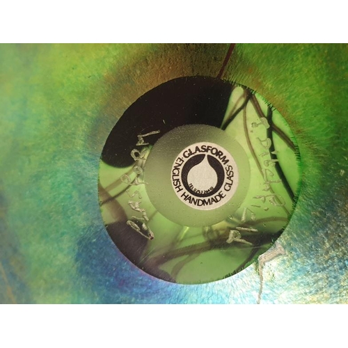 John Ditchfield Glass form paperweight, iridescent glass decorated with ...