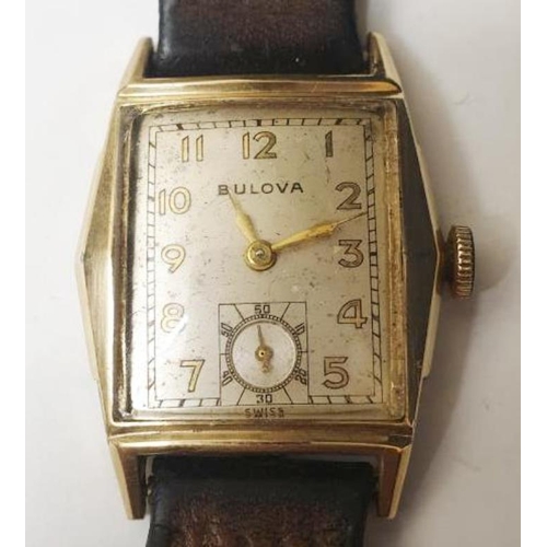 Classic Retro Bulova Gents Wristwatch, curved back with shaped tank ...