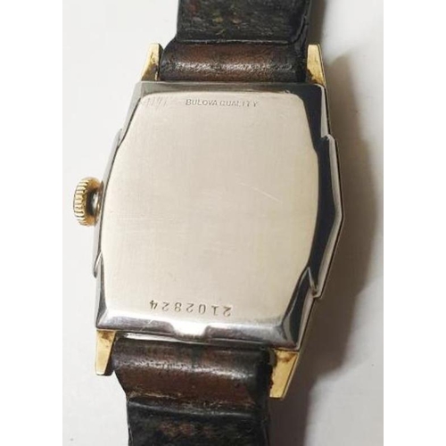 Classic Retro Bulova Gents Wristwatch, curved back with shaped tank ...