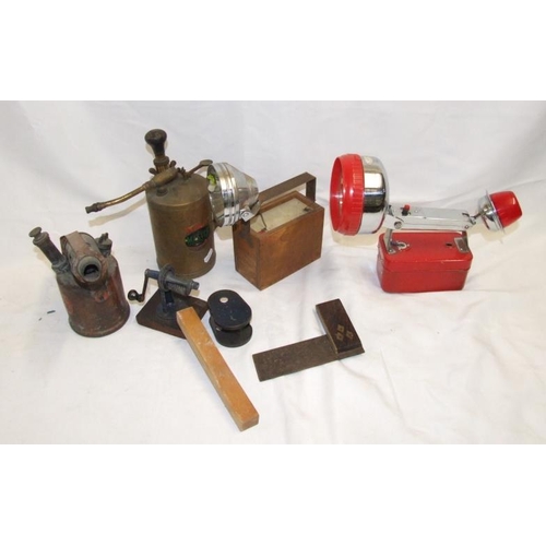 Vintage Brass Blow Torches, hand held torches 1 with red flash light ...
