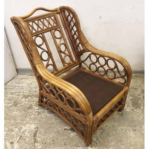 Bamboo Conservatory Suite, 2 Arm Chairs, with beige squab seats approx ...