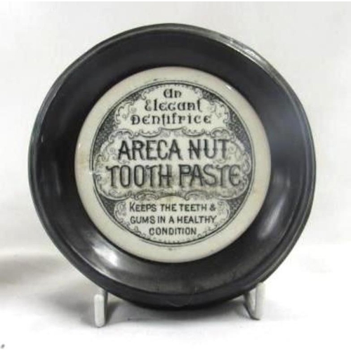 Framed Areca Nut toothpaste black & white pot lid in ebonised frame ...