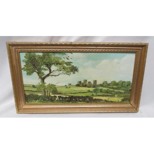 Oil on Board Rural Scene with castle ruins to distance, by Janette ...