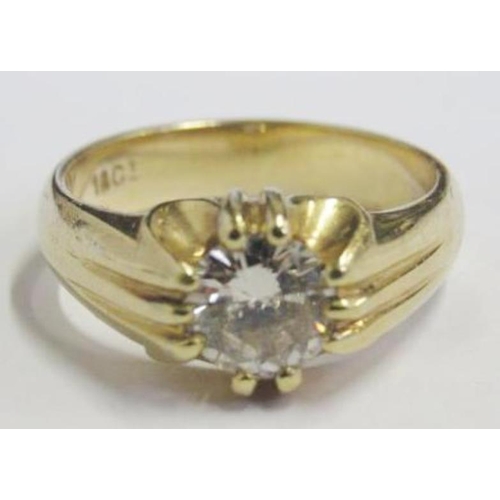 18ct Yellow Gold Gents Diamond Solitaire Ring size P 1/2, diamond ...