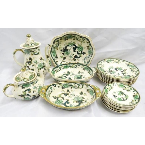 Masons Chartreuse Green & Gilt Decorated Coffee Pot, tea pot, 8 wide ...