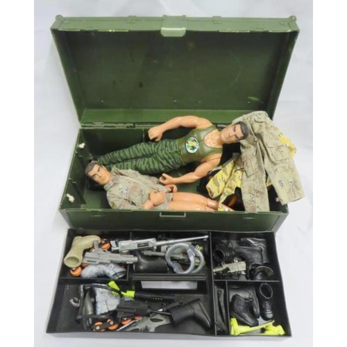 Action Man Box containing 2 Action Men & accessories & clothing
