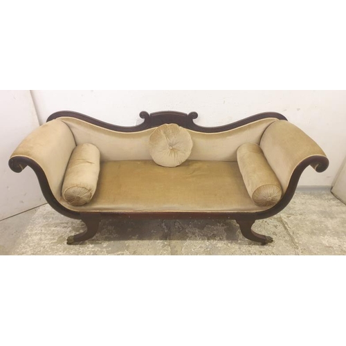 Victorian Double Ended Sofa with brass sabre supports, upholstered in ...