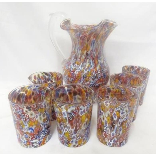 Murano Drinking Set, glass jug approx. 24cm H & set of 6 beakers, with ...