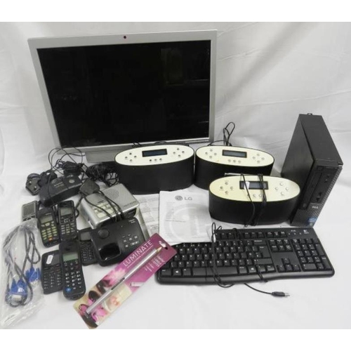 3 Red Oval DAB Radios, Gigaset telephone, DELL Computer screen ...