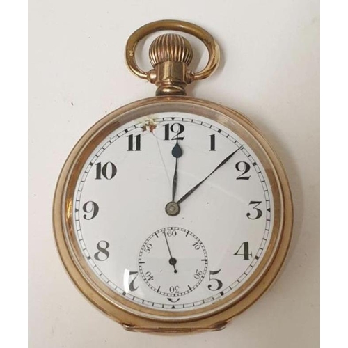 Open Faced Pocket Watch with Arabic numerals, secondary seconds dial ...