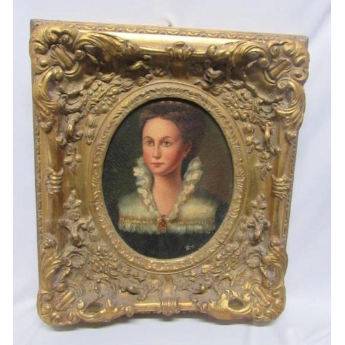 Pair Framed Oils on Canvas Male & Female Portraits, monogrammed RT ...