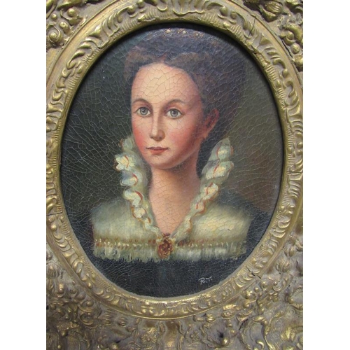 Pair Framed Oils on Canvas Male & Female Portraits, monogrammed RT ...