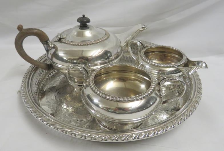Silver Plated Tea Set, teapot, 2 handled sugar, milk jug & silver ...