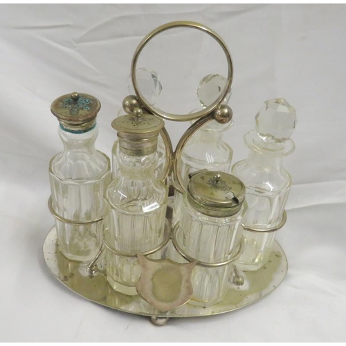 Silver Plated 6 Bottle Cruet on stand, 2 Silver Plated Toast Racks, 7 ...