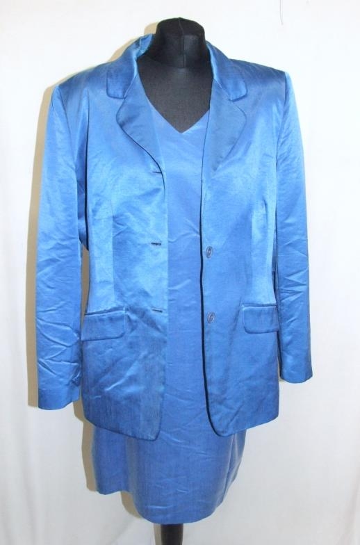 Ladies BHS Blue Satin Dress & Matching Jacket size 16, BM Brown zip ...