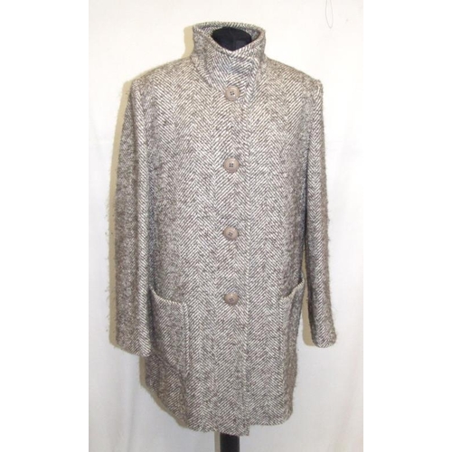 Ladies Basler Taupe Herring Bone Tweed Coat size 44 & Jaeger Red Wool ...